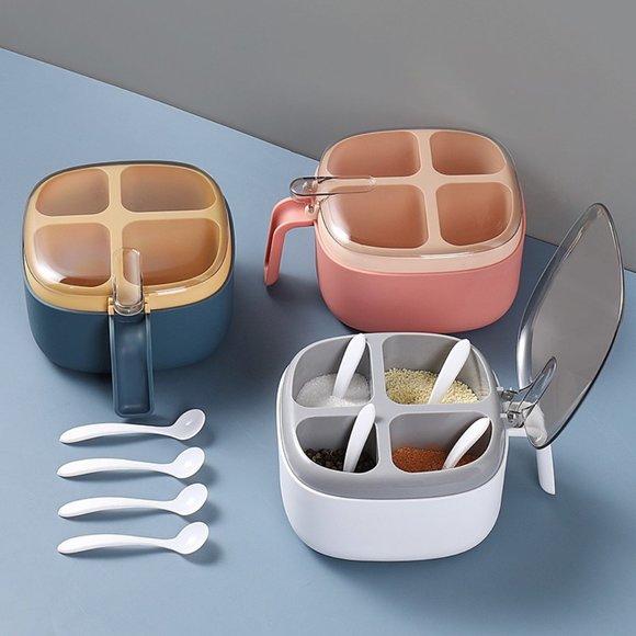 Vigor | Kitchen | Premium Quality Fourtray Spice Jar Set With Spoons Lid | Poshmark